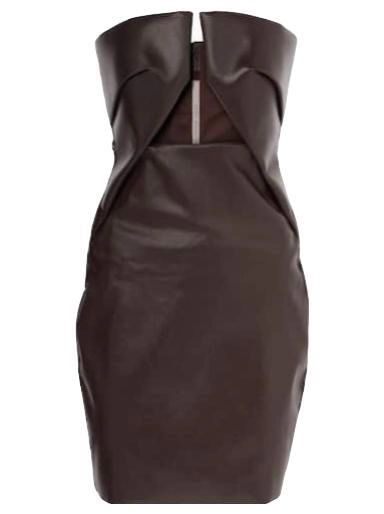 Rick Owens Prong Cutout Coated Denim Bustier Dress - Black