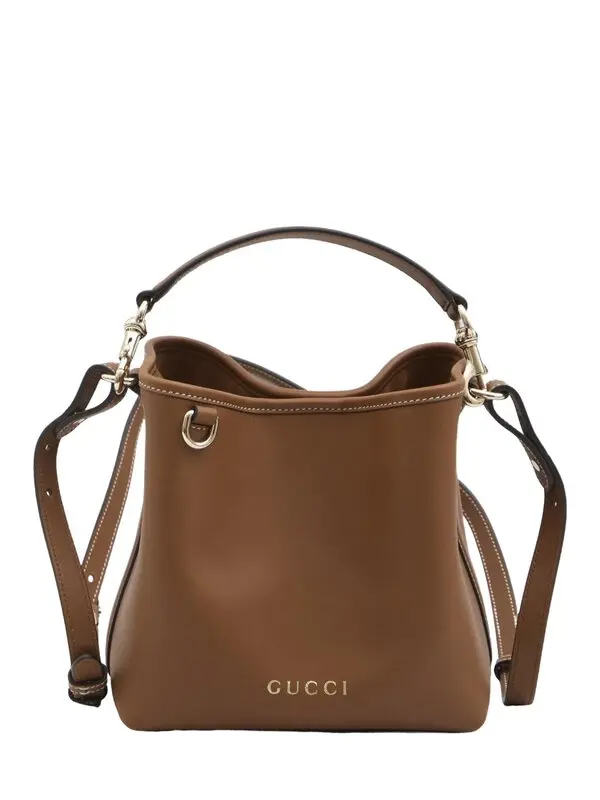 Gucci Gg Emblem Mini Bucket Bag - Brown