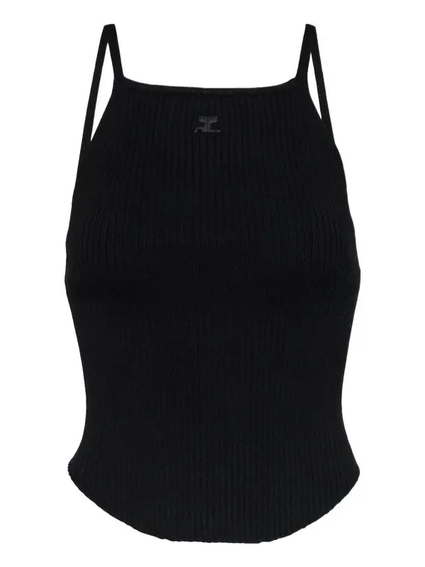 COURREGES Ribbed Knit Tank Top - Black