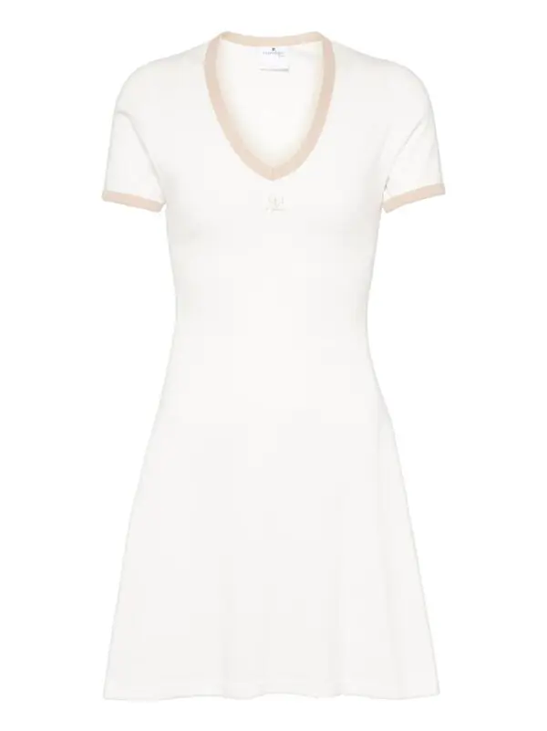 COURREGES Logo Cotton Minidress - White