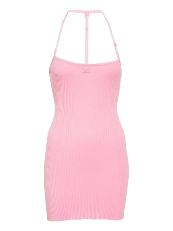 COURREGES Ribbed Knit Mini Dress With Adjustable Straps - Pink