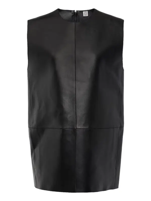 TOTEME Round Neck Sleeveless Vest - Black