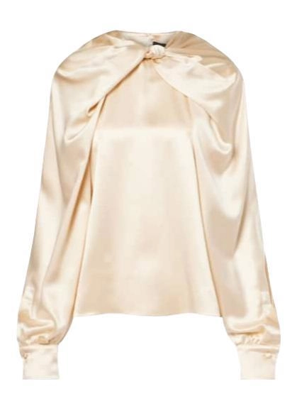 Max Mara Key Torchon Silk Satin Blouse - Nude