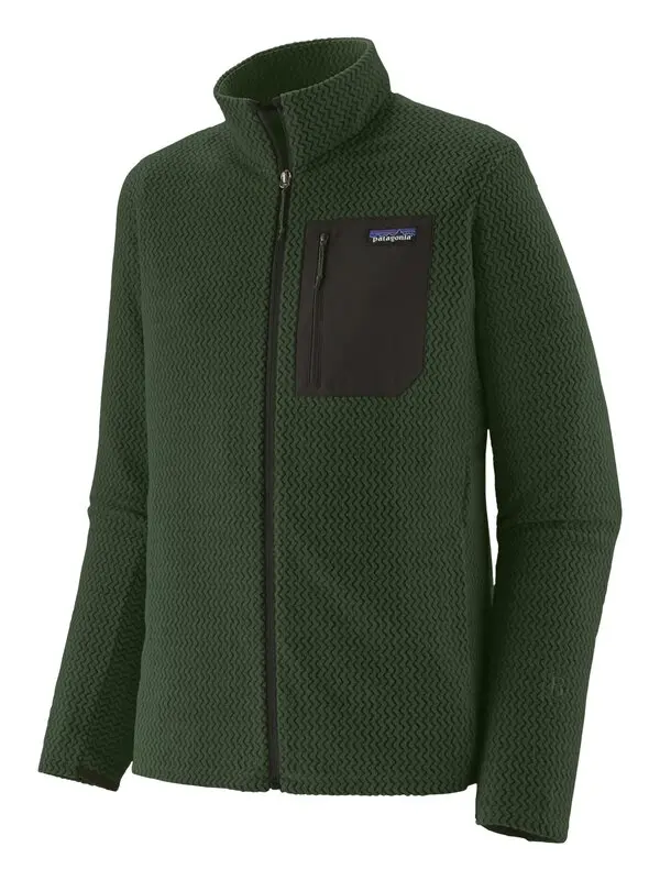 Patagonia R1 Air Jacket Textured Fleece With Zip Up And Stand Collar - Green