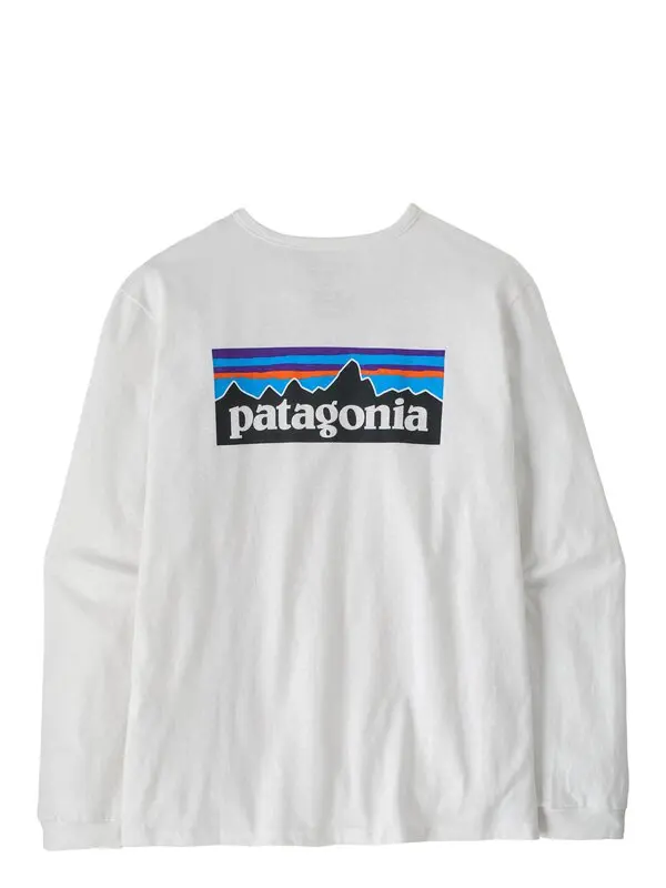 Patagonia L/s P-6 Logo Responsibili-tee - White