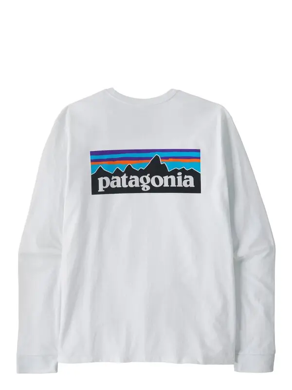 Patagonia T-shirt L/s P-6 Logo Responsibili-tee - White