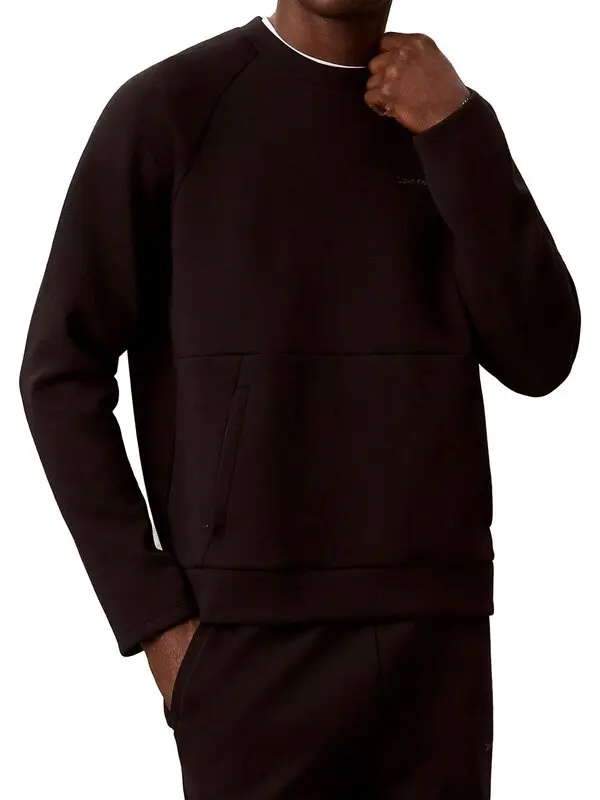 Calvin Klein Cotton Sweatshirt With Pocket Detail - Black