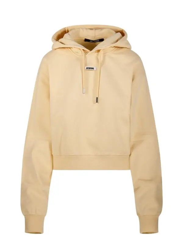 Jacquemus Logo Patch Drawstring Hoodie - Nude