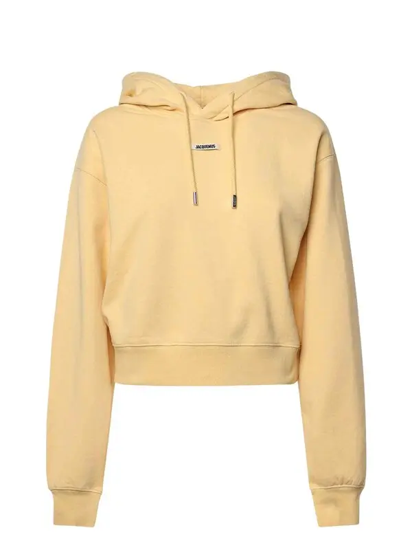 Jacquemus Logo Patch Drawstring Hoodie - Yellow