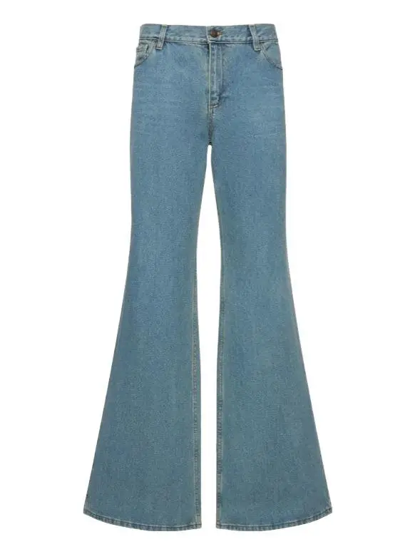 Magda Butrym High Rise Flared Cotton Denim Jeans - Blue