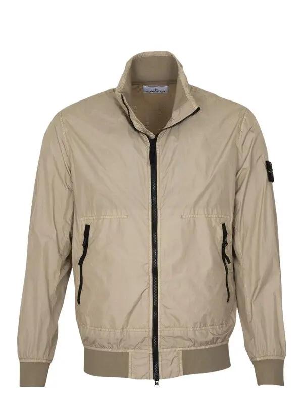 Stone Island Logo-patch Zip-up Bomber Jacket - Dove-grey