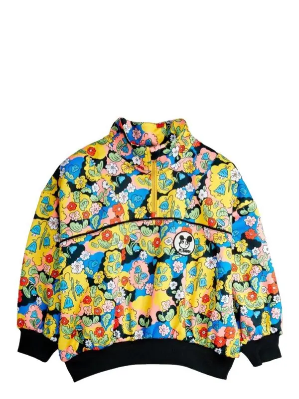 MINI RODINI Floral Print Zip Sweater - Multicolor