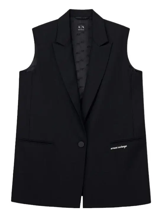Armani Exchange Sleeveless Peak Lapel Blazer - Black