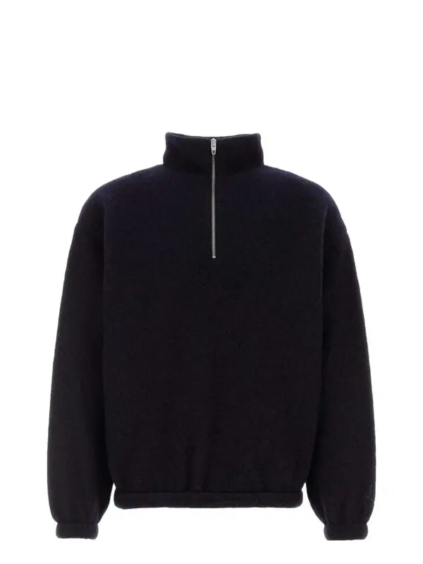 JIL SANDER Half Zip High Neck Sweatshirt - Black