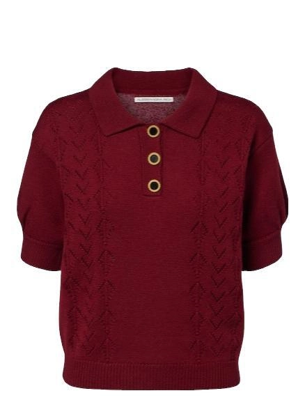 Alessandra Rich Short Sleeve Knit Polo - Red