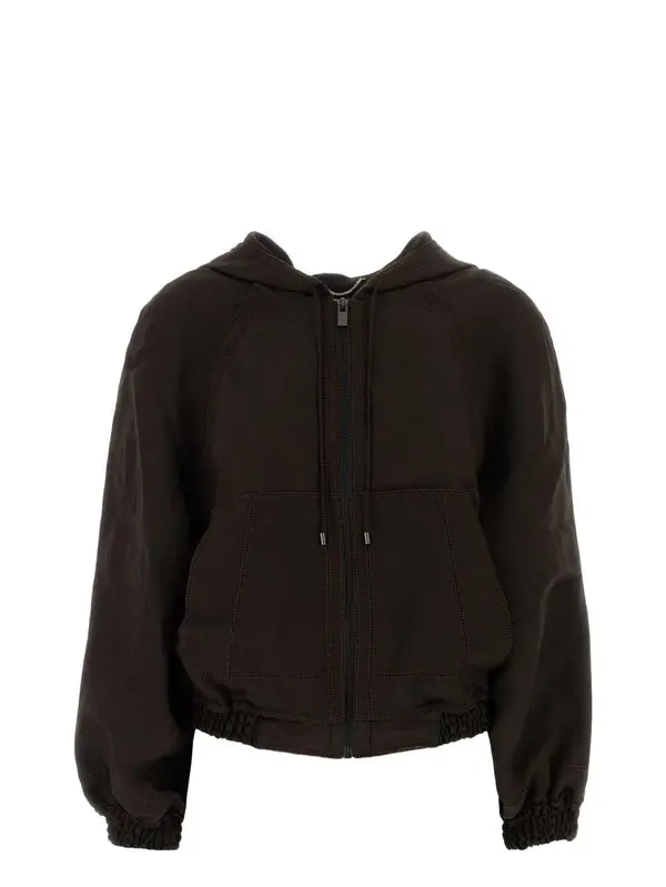 Magda Butrym Cropped Hooded Jacket With Contrast Stitching - Brown
