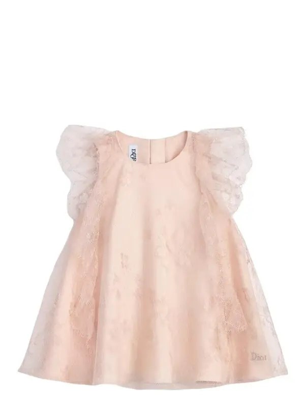 Dior Lace Flared Dress With Ruffles - Light Pink
