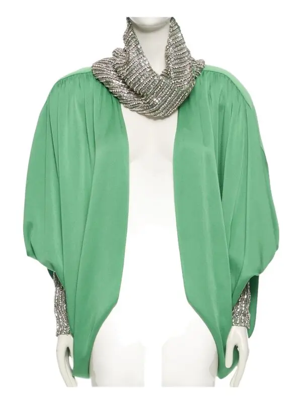 Valentino Garavani Pleated Jacket With Embellished Trim - Green