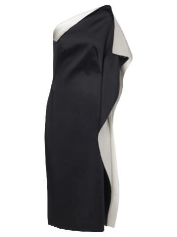 RÓHE One-shoulder Satin Dress With Colorblock Splicing - Black