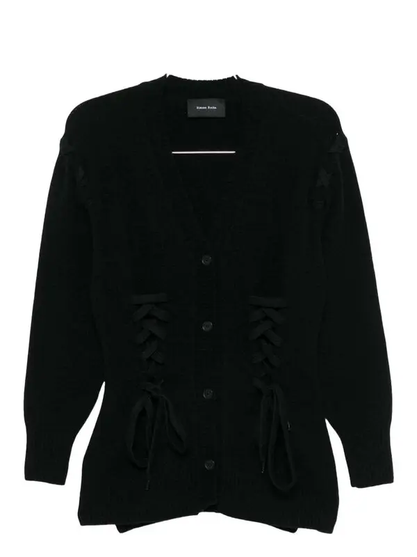 Simone Rocha Lace-up Merino Cardigan - Black