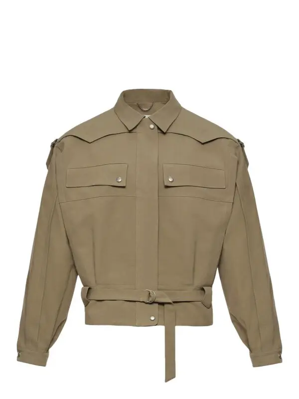 Magda Butrym Cotton Utility Jacket With Belt - Khaki