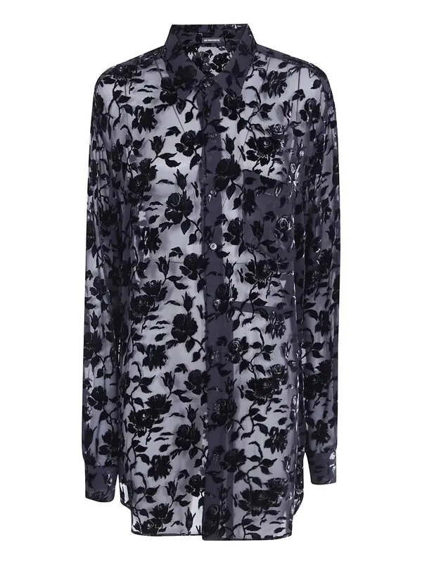 ANN DEMEULEMEESTER Elisabeth Floral-devoré Shirt - Black