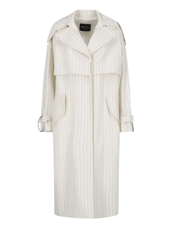 DONDUP Pinstriped Trench Coat - White