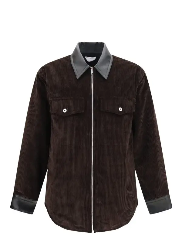 Bottega Veneta Long-sleeve Zip-up Jacket With Leather Trim - Black