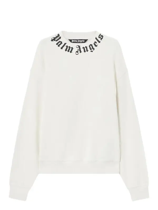 Palm Angels Logo Crew Neck Sweater - White