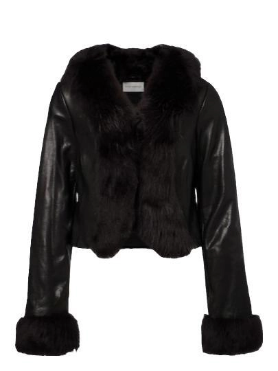 Nour Hammour Shearling-trimmed Leather Jacket - Black