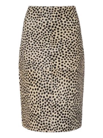 RÓHE Cheetah-print Calf Hair Pencil Skirt - Beige