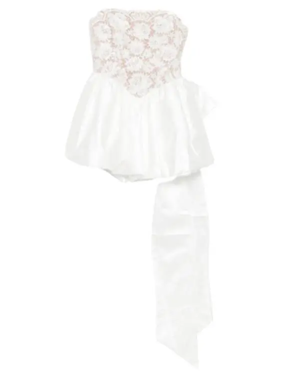 SELF-PORTRAIT Sequin Lace Bow Mini Dress - White