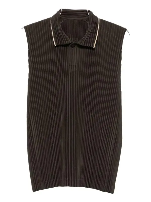 Issey Miyake Sleeveless Pleated Top - Gray-brown