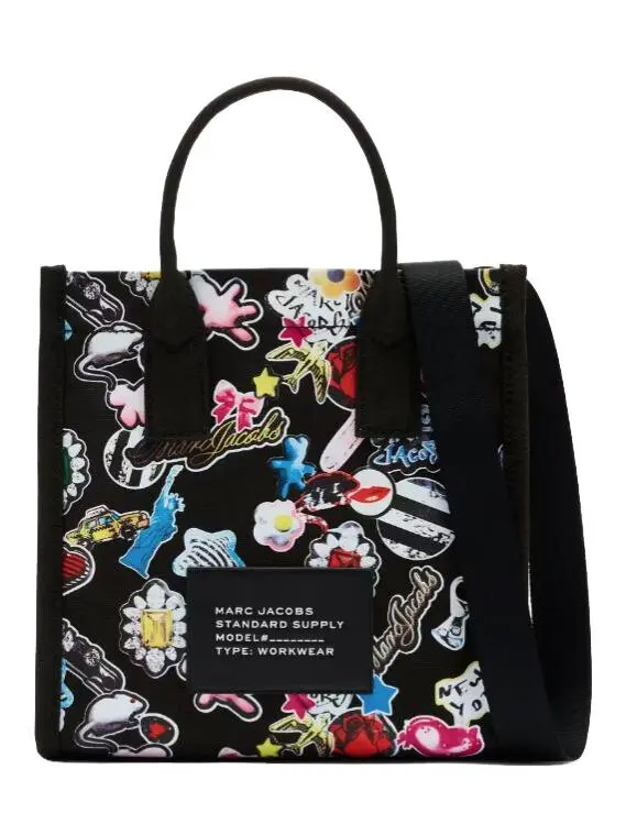 Marc Jacobs Medium Sticker Print Canvas Standard Supply Tote - Black