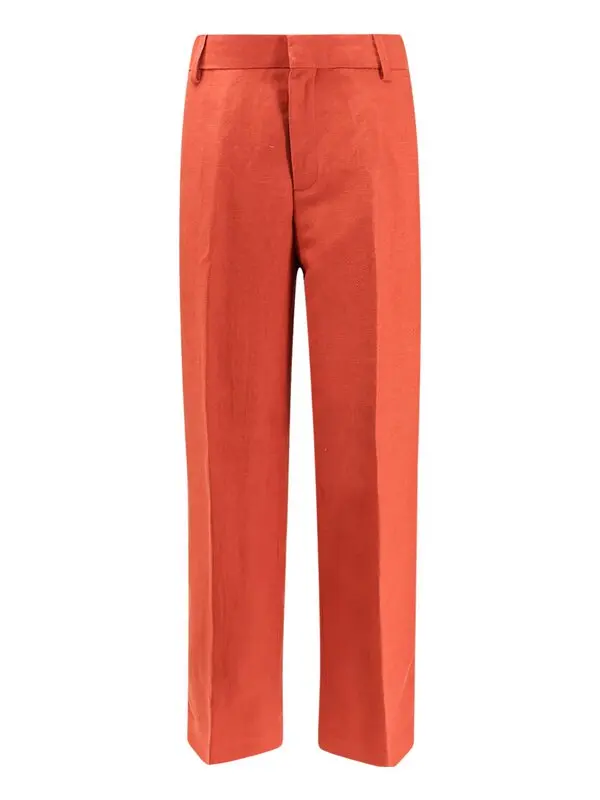 Closed Wide-leg Tailored Pants - Brick Red