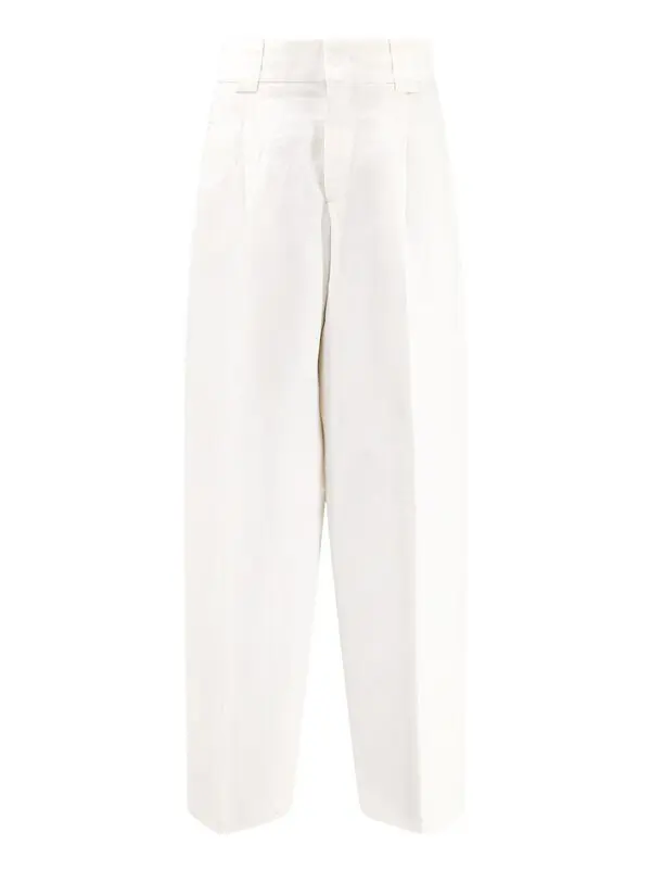 Closed Pleated Wide-leg Pants - White