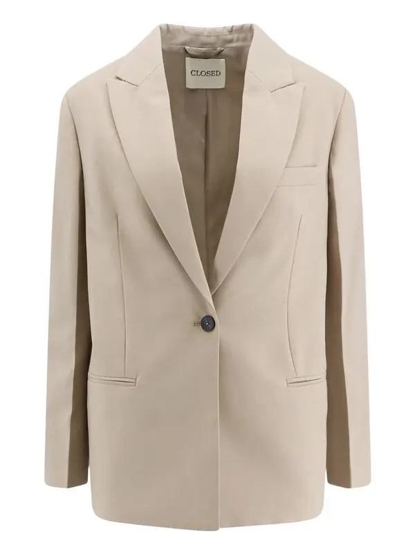 Closed Single-breasted Peak-lapel Blazer - Light Brown