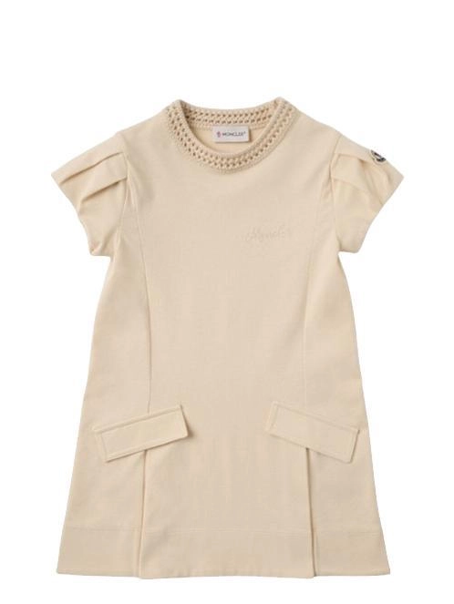 Moncler Shortsleeve Dress With Crochet Neckline And Patch Pockets - No