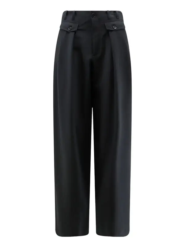 Closed High-waisted Wide-leg Pants - Black