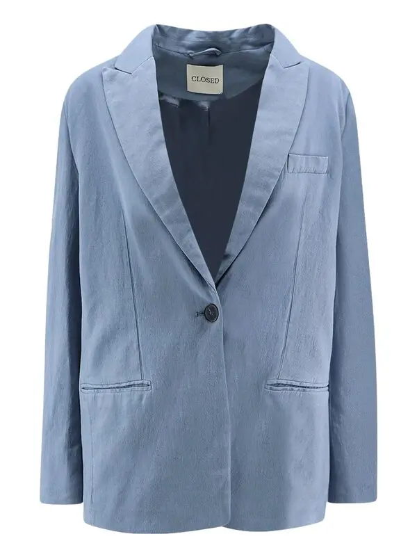 Closed Single-breasted Peak-lapel Blazer - Blue