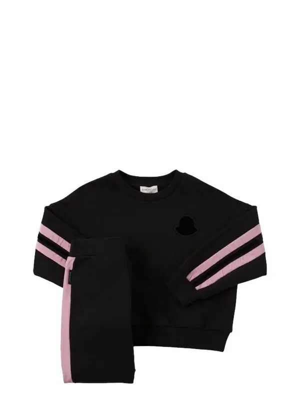 Moncler Sweatshirt And Sweatpants Set With Stripe Detailing - Black