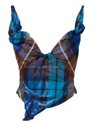 VIVIENNE WESTWOOD Draped Plaid Bustier Top - Blue