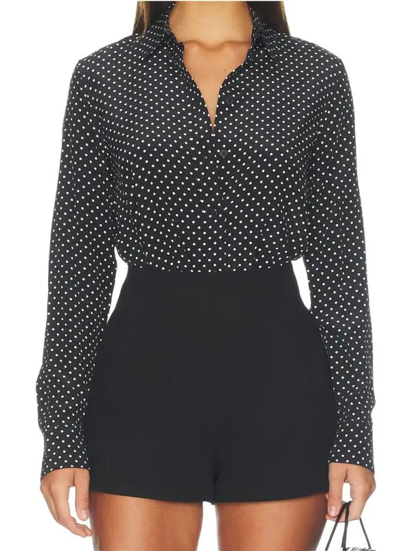 NILI LOTAN Printed Long-sleeve Shirt - Black