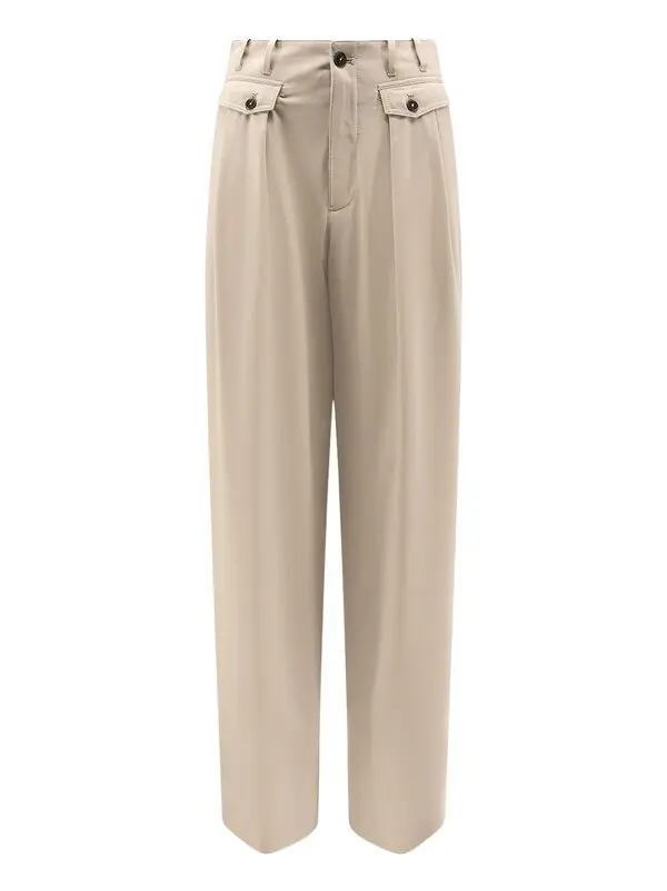 Closed High-waisted Wide-leg Pants - Beige