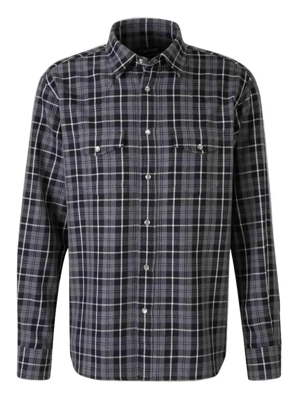 TOM FORD Check-pattern Button-down Shirt - Black