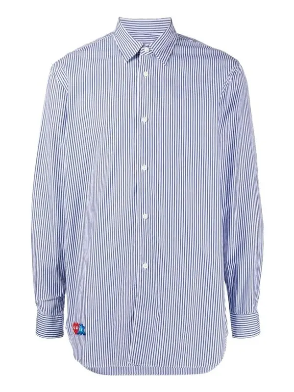 Play Comme Des Garcon Lapel Long-sleeved Shirt - Blue