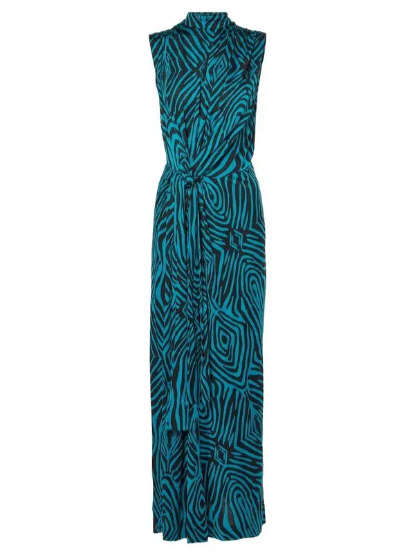Diane Von Furstenberg Geri Zebra-print Jersey Maxi Dress - Green
