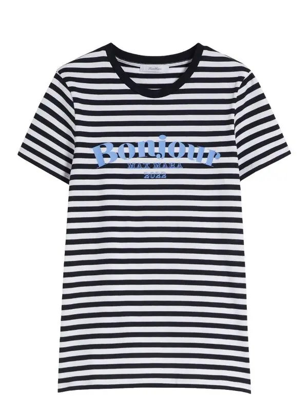 Max Mara Striped Printed T-shirt - White