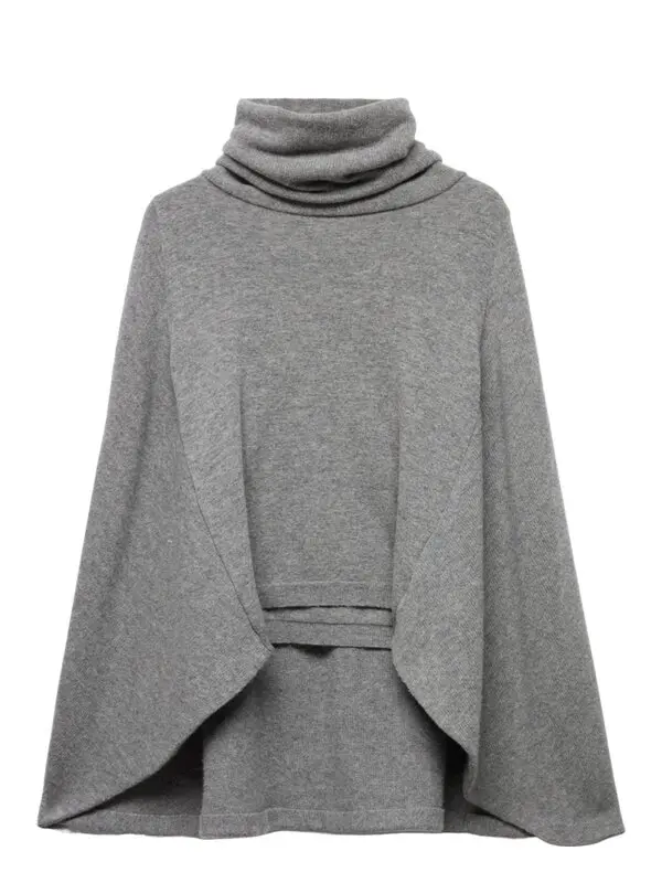7 For All Mankind Wool Turtleneck Cape Sweater - Grey