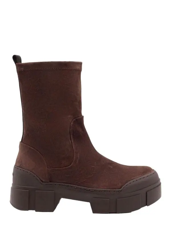 VIC MATIE Platform Ankle Boots With Wide Heel And Lug Sole - Brown